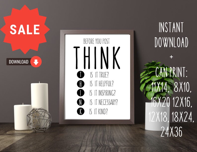 Before You Post THINK Poster/think Before You Post - Etsy