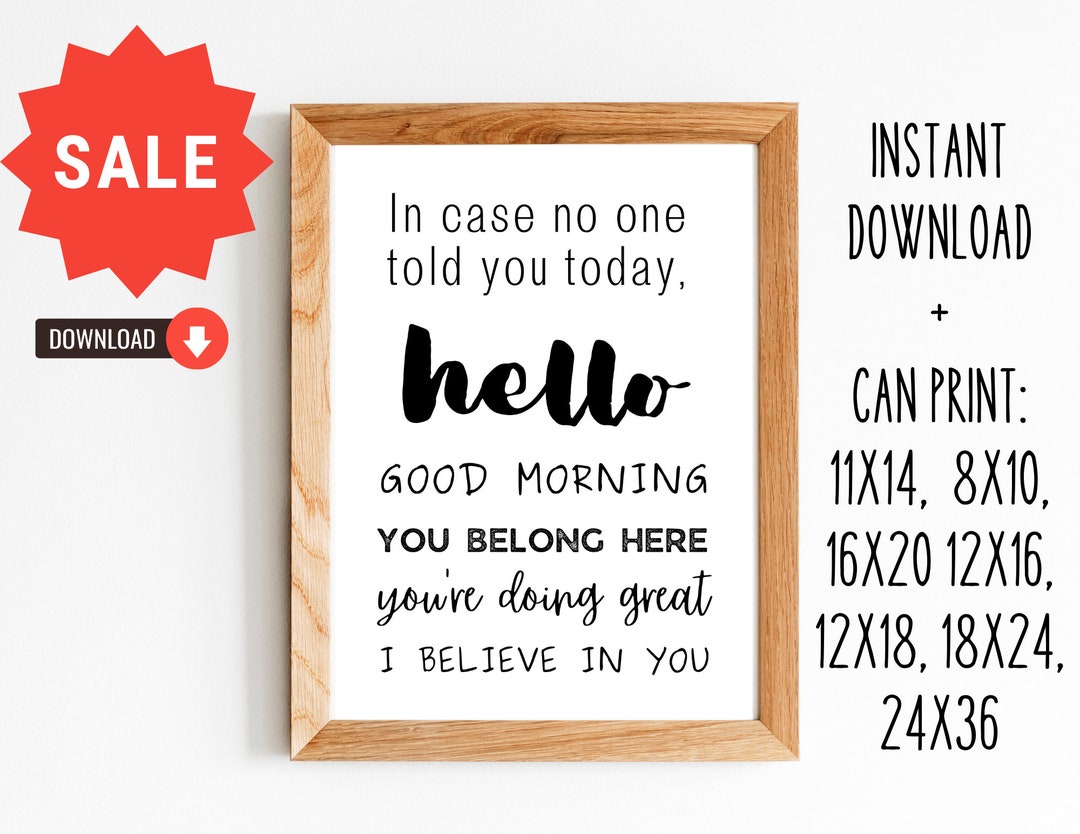 Hello You Belong Here Poster/good Morning You Belong Here/classroom ...