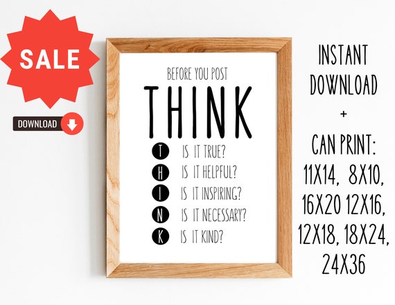 Before You Post THINK Poster/think Before You Post - Etsy