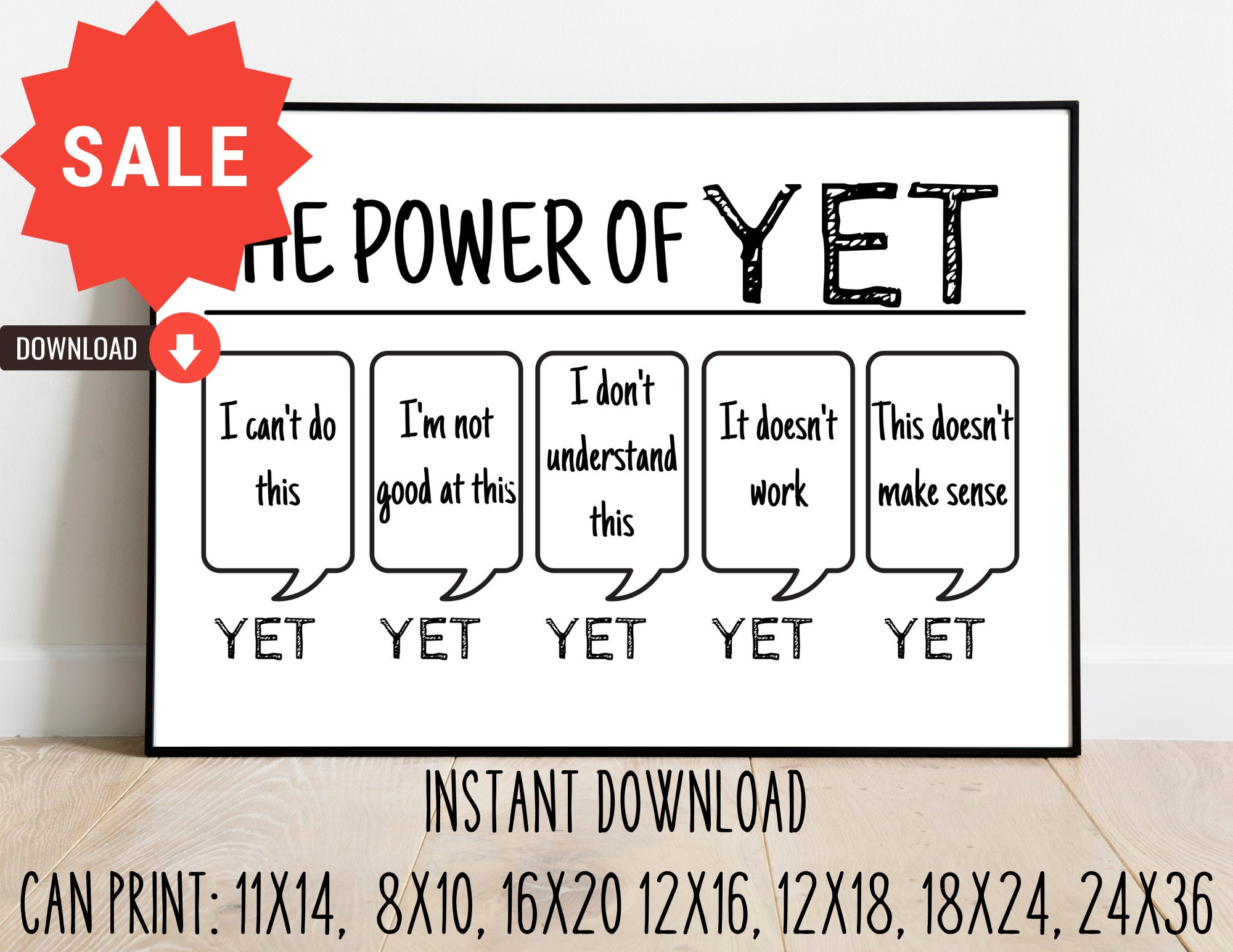 The Power of Yet/gift for Classrooms and Home/the Power of yet - Etsy