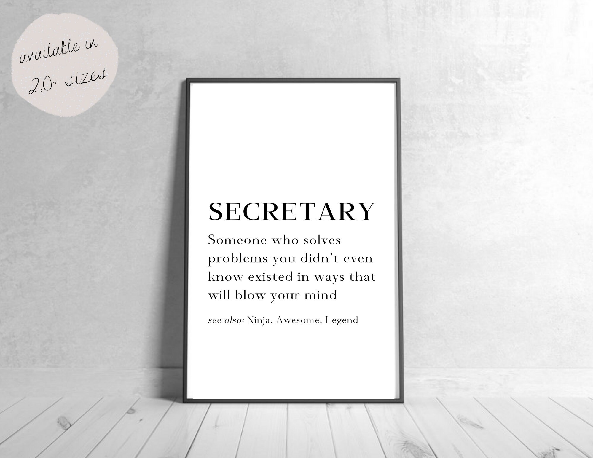 Secretary Definition Print/gift for Secretary/thank You Gift | Etsy