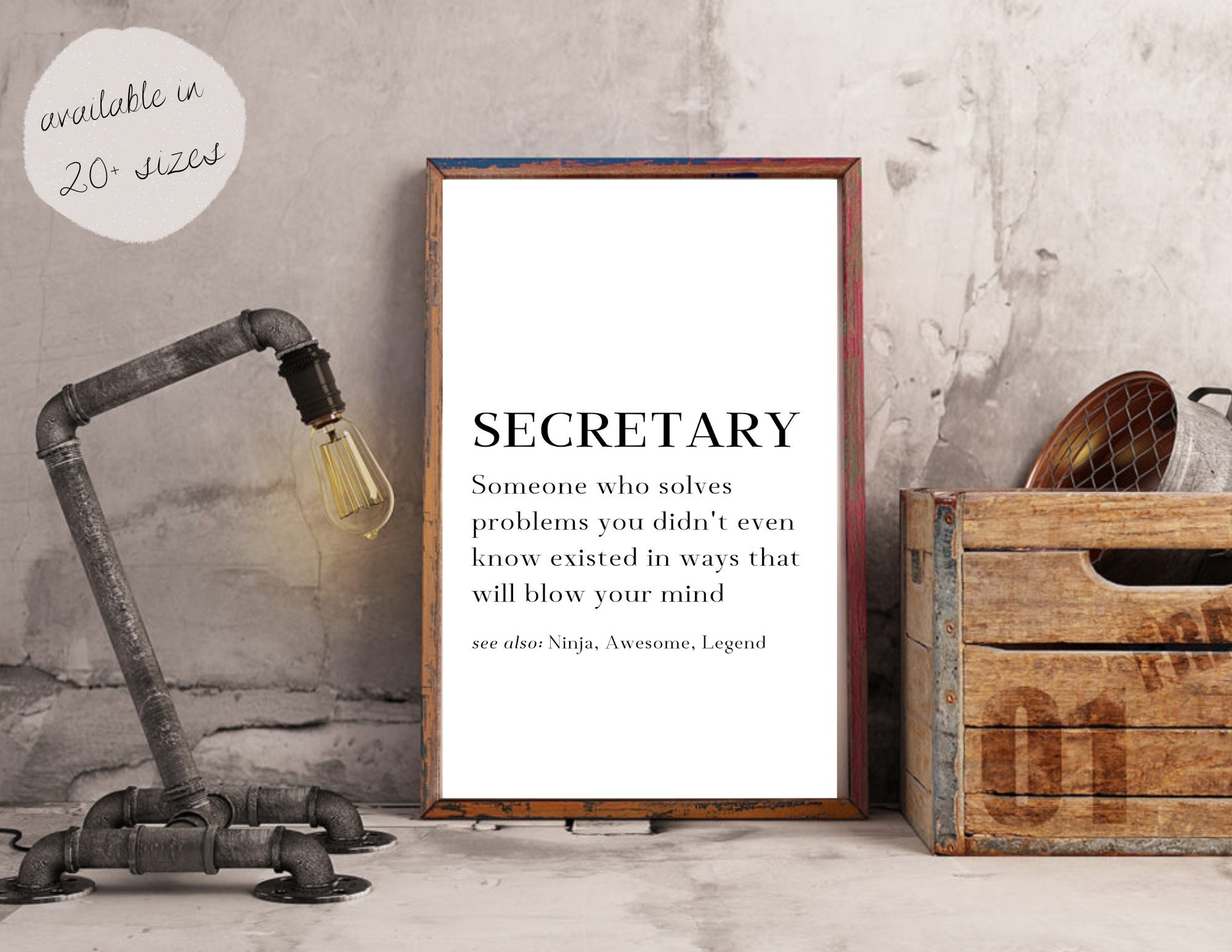 Secretary Definition Print/gift for Secretary/thank You Gift Secretary ...
