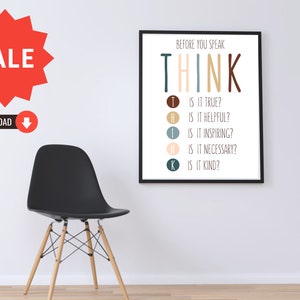 Before You Speak THINK Poster/think Before You Speak Gift/classroom ...