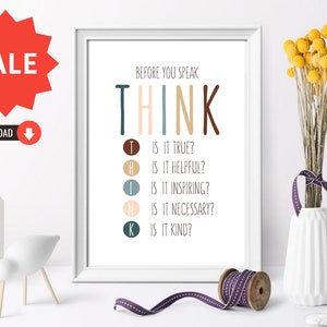 Before You Speak THINK Poster/think Before You Speak Gift/classroom ...
