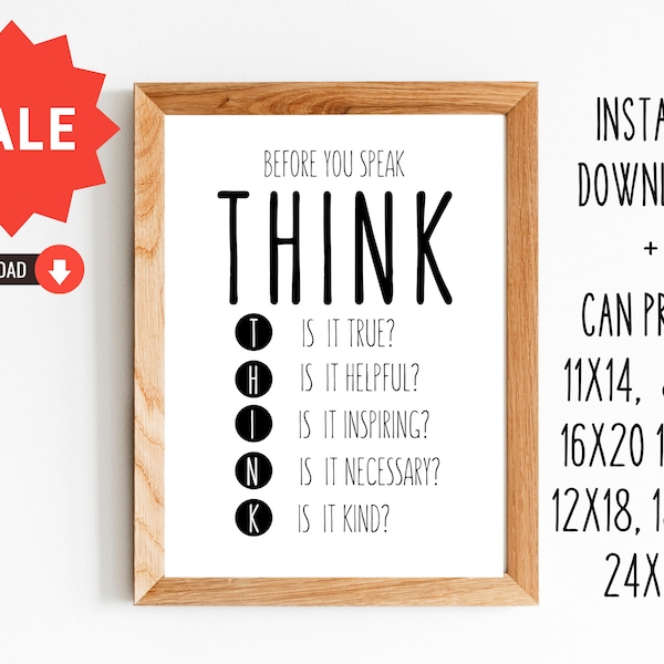 Think Before You Speak Poster - Etsy