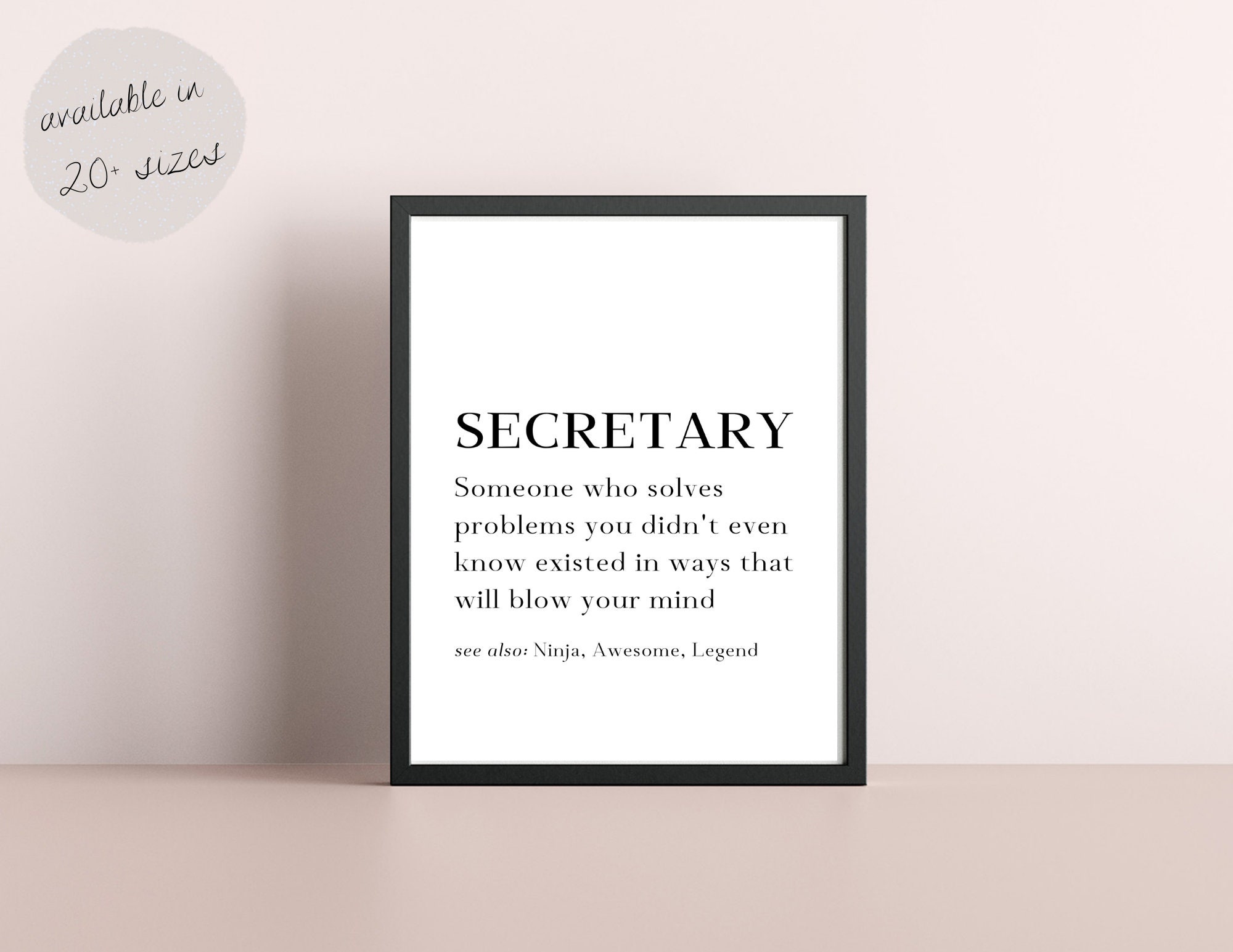 Secretary Definition Print/gift for Secretary/thank You Gift | Etsy