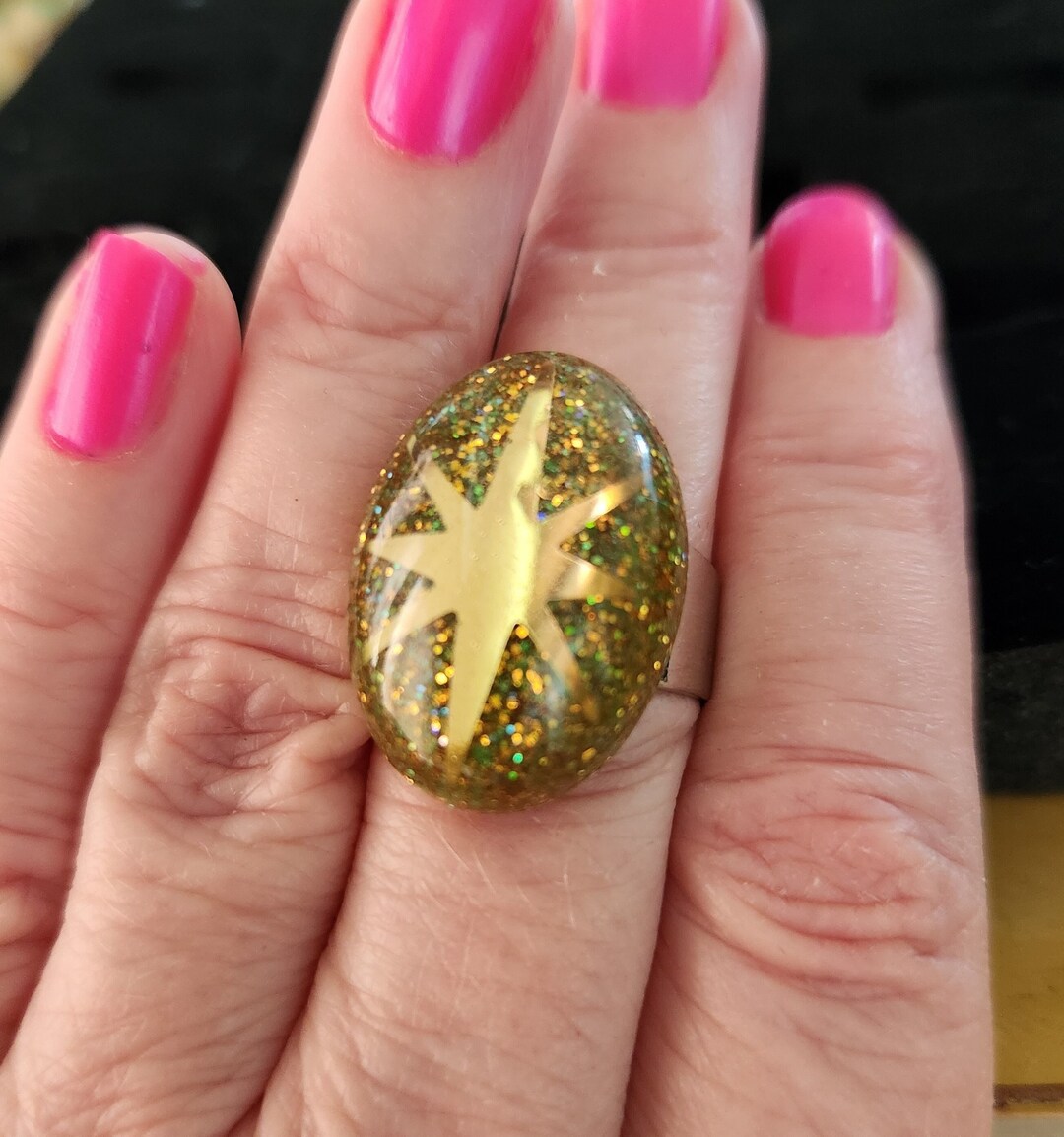 Mid Century 8 Point Star Resin Rings - Etsy