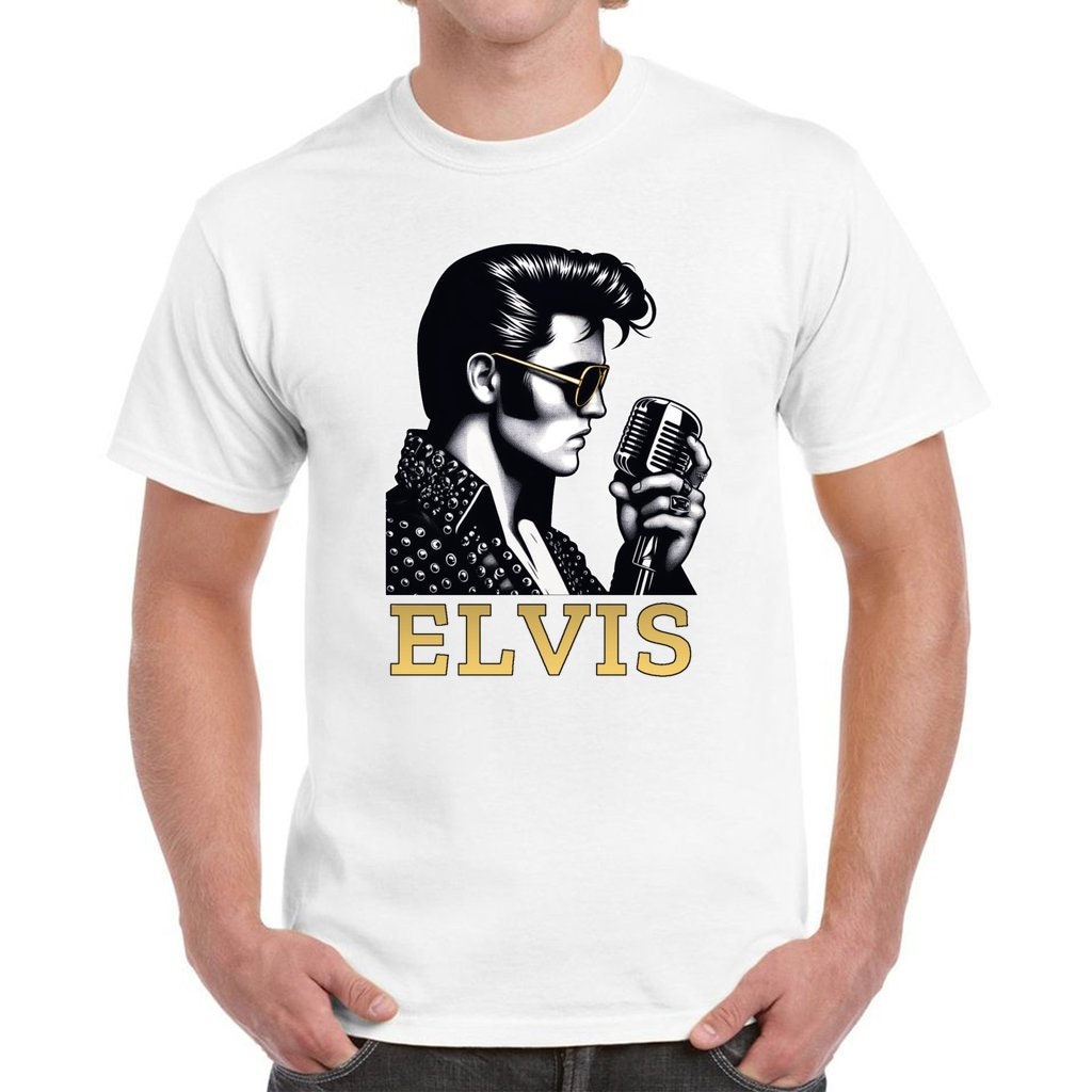 Elvis Presley Vintage Iconic Rock Star Art Unisex Heavy Cotton T-shirt ...