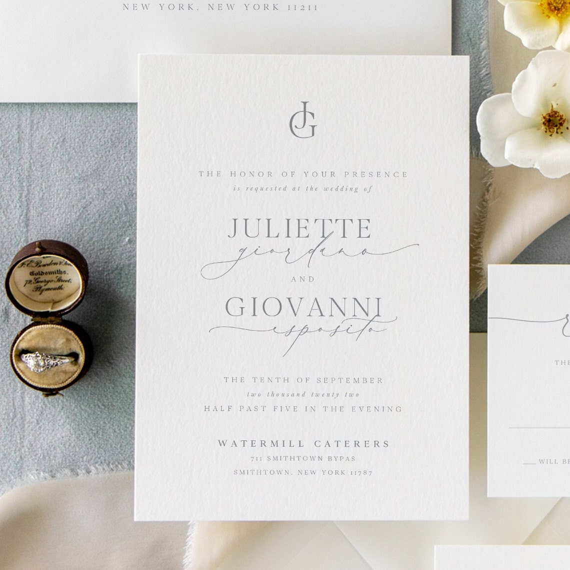 Printed Invitation - Elegant Wedding Invitation, Monogram Invitation ...