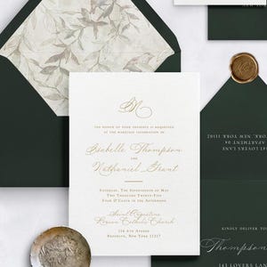 Printed Invitation - Elegant Wedding Invitation, Monogram Invitation ...