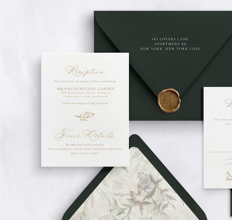 Printed Invitation - Elegant Wedding Invitation, Monogram Invitation ...