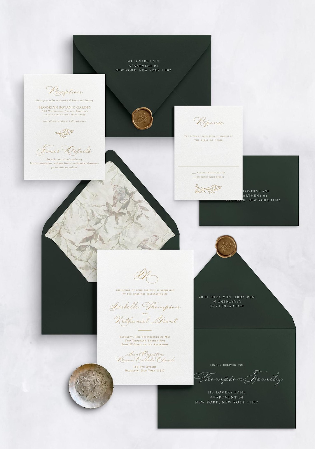Printed Invitation - Elegant Wedding Invitation, Monogram Invitation ...
