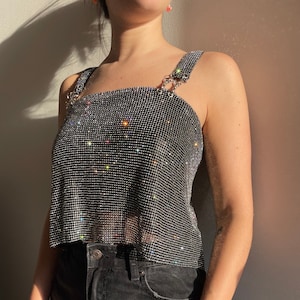 Lust Crystal Top Crystal Metal Mesh Chainmail Party Going Out Nightclub ...