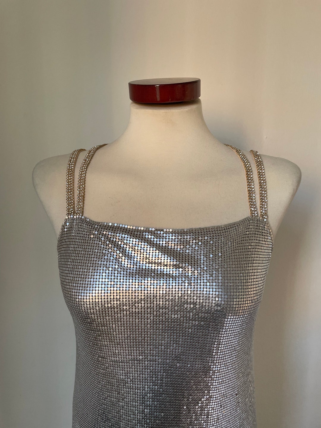 Kate Metallic Dress Crystal Mesh Metal Chainmail Sparkly Dress Night ...