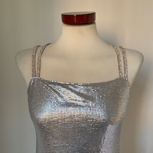 Kate Metallic Dress Crystal Mesh Metal Chainmail Sparkly Dress Night ...