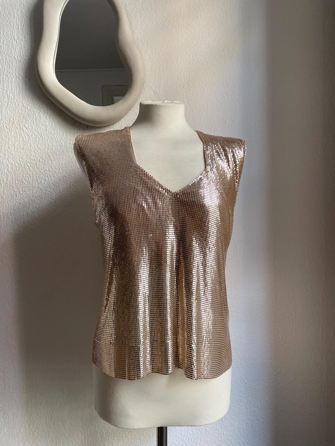 Metal Chainmail Tank Top (copper) - V Neck Mesh, Festival Rave Party ...