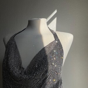 Gemma Top (black)| Chainmail Crystal Mesh Party Going Out Night Club ...