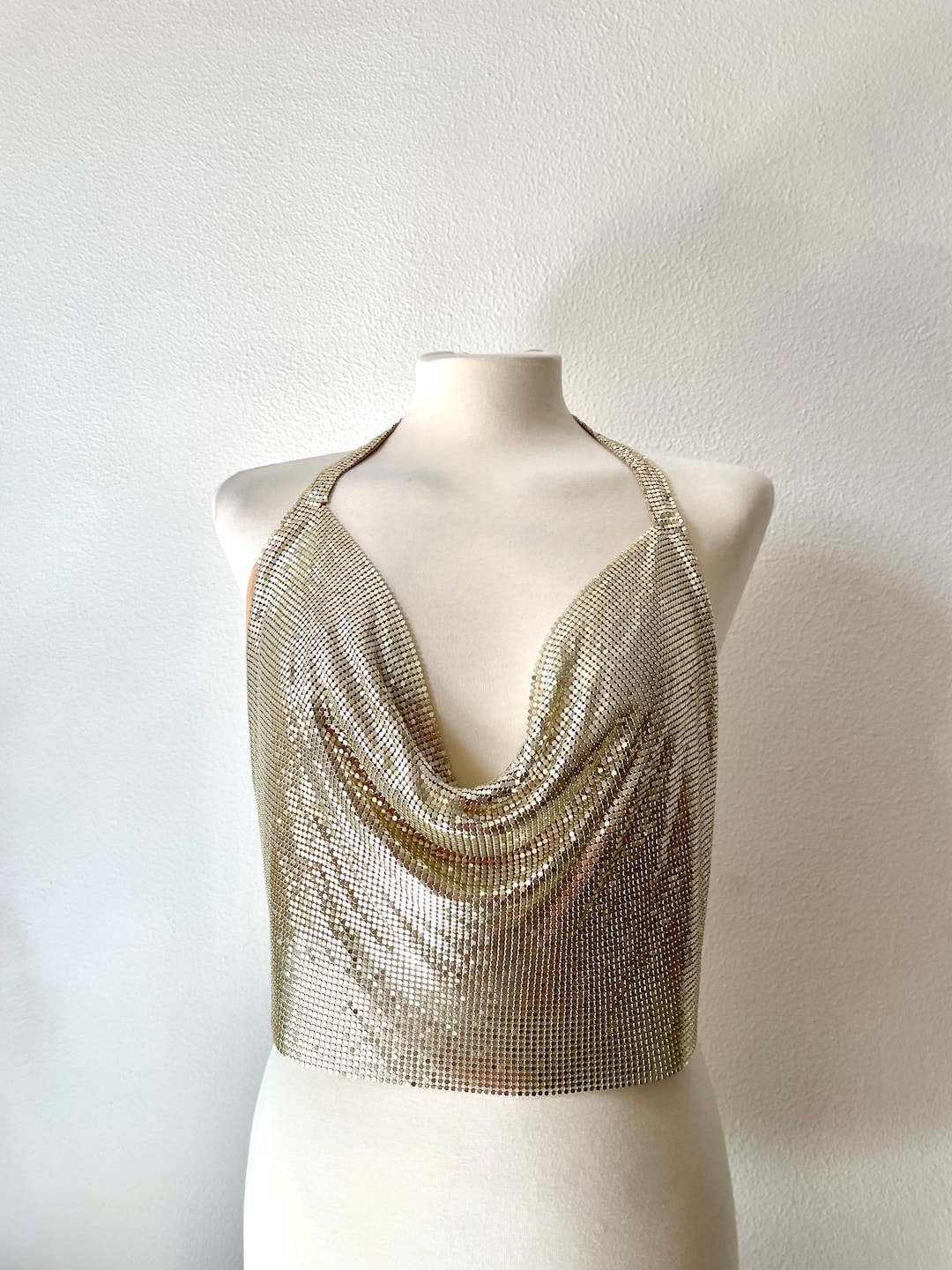 Delphine Gold Metal Top | Chainmail Mesh Party Going Out Night Club ...
