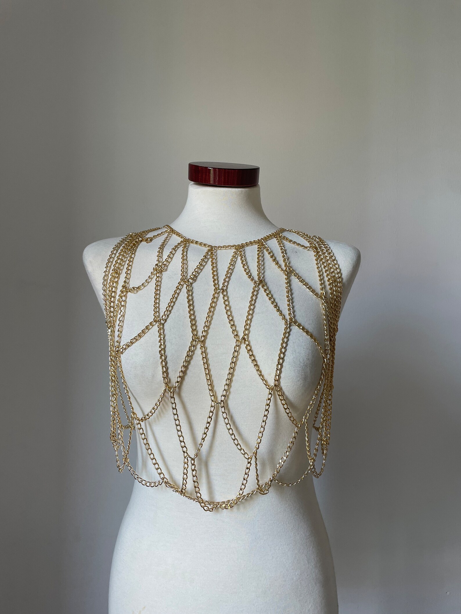 Sapphire Gold Chain Top Halter Neck Handmade Unique Silver Crop Top ...