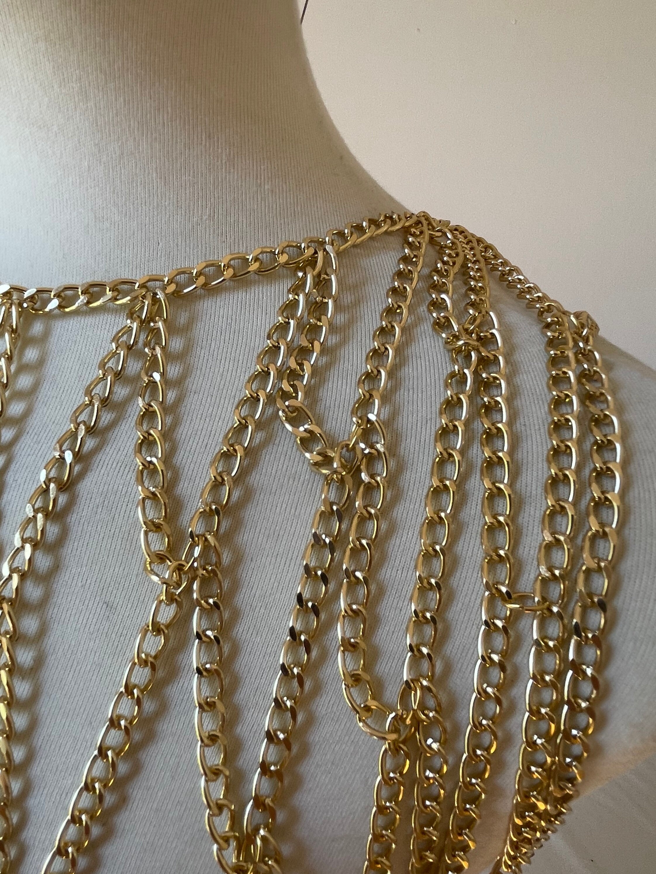 Sapphire Gold Chain Top Halter Neck Handmade Unique Silver Crop Top ...