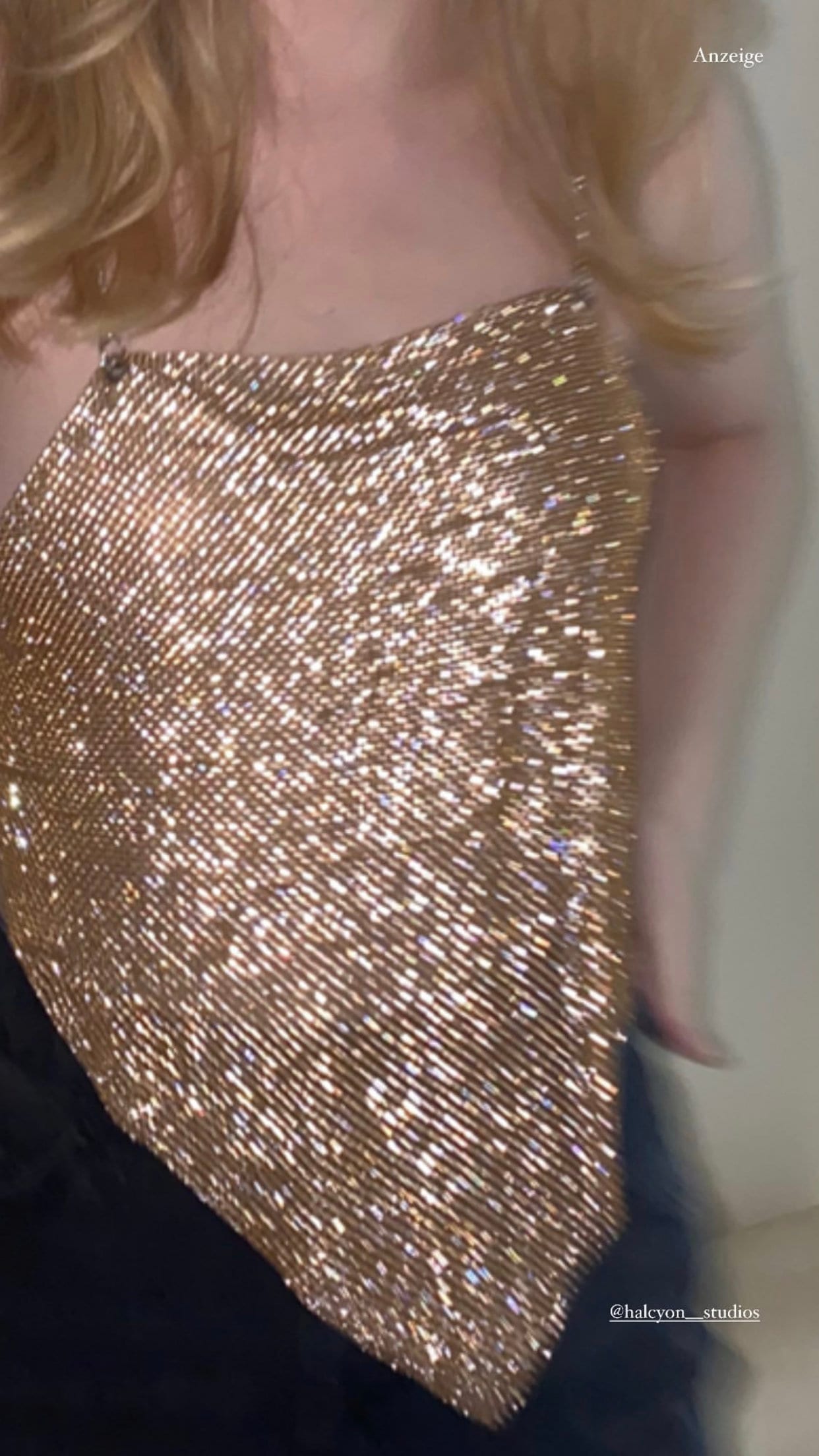 Asteria Gold Crystal Top Crystal Metal Mesh Chainmail Party Going Out ...