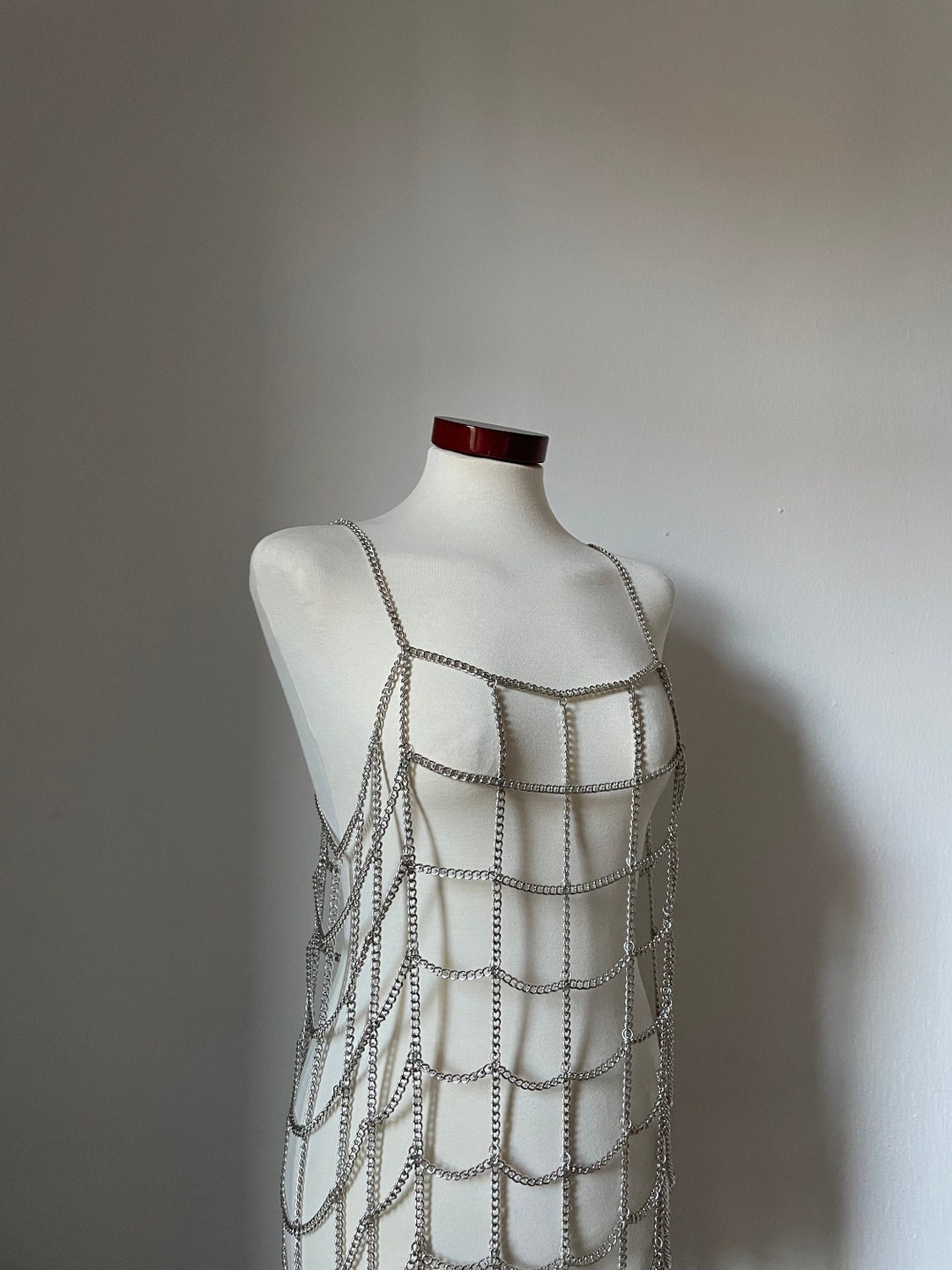 Square Chain Dress Handmade Unique Silver Body Jewellery Rave Wear ...