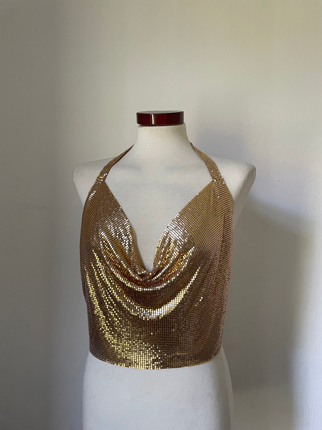 Delphine Gold Metal Top Chainmail Mesh Party Going Out Night Club ...