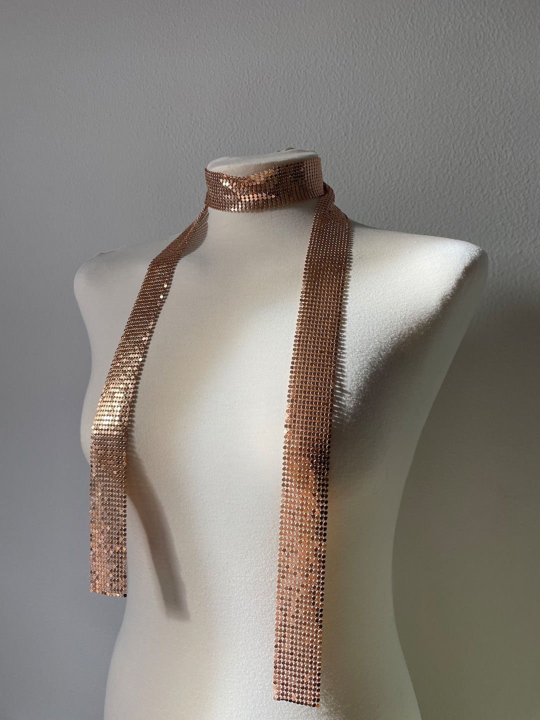 Countess Copper Scarf | Chainmail Crystal Metal Mesh Sparkly Sequins ...