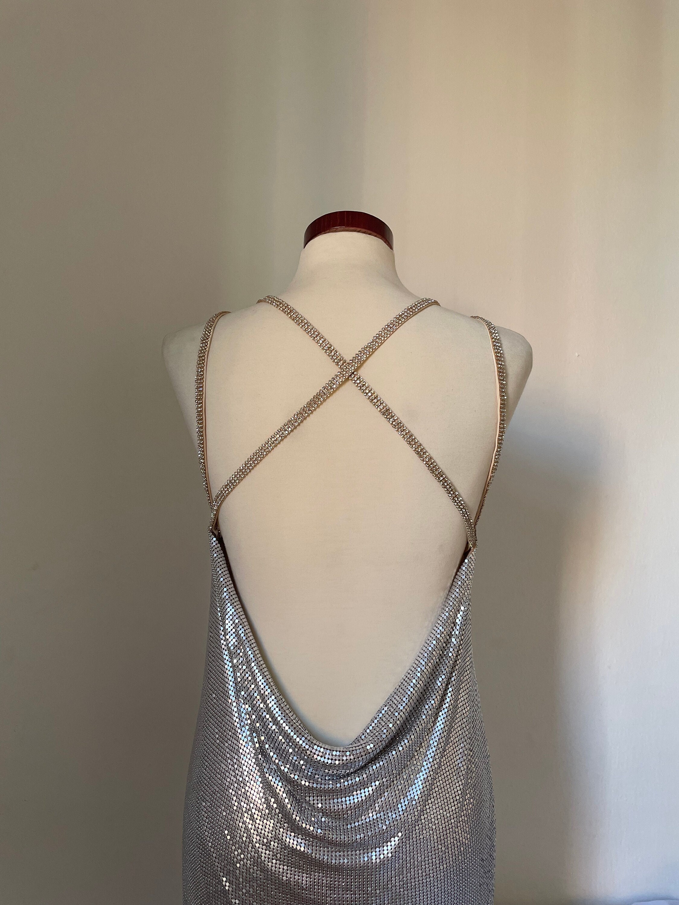 Kate Metallic Dress Crystal Mesh Metal Chainmail Sparkly Dress Night ...