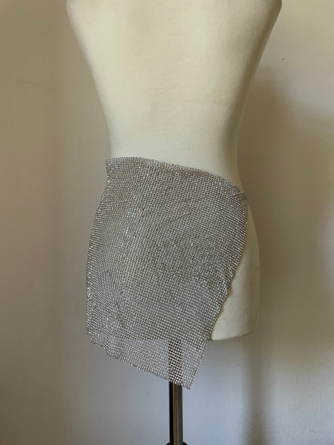 Ivy Crystal Skirt (silver): Chainmail Mesh With Slit, Y2K Party Rave ...
