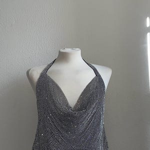 Gemma Top (black)| Chainmail Crystal Mesh Party Going Out Night Club ...