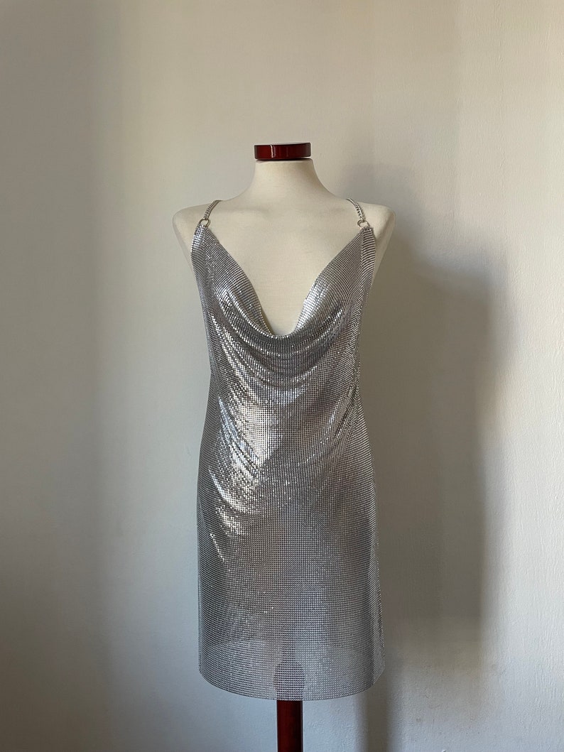 Stargirl Dress With Chain Straps (silver): Metal Chainmail Mesh, Sequin ...