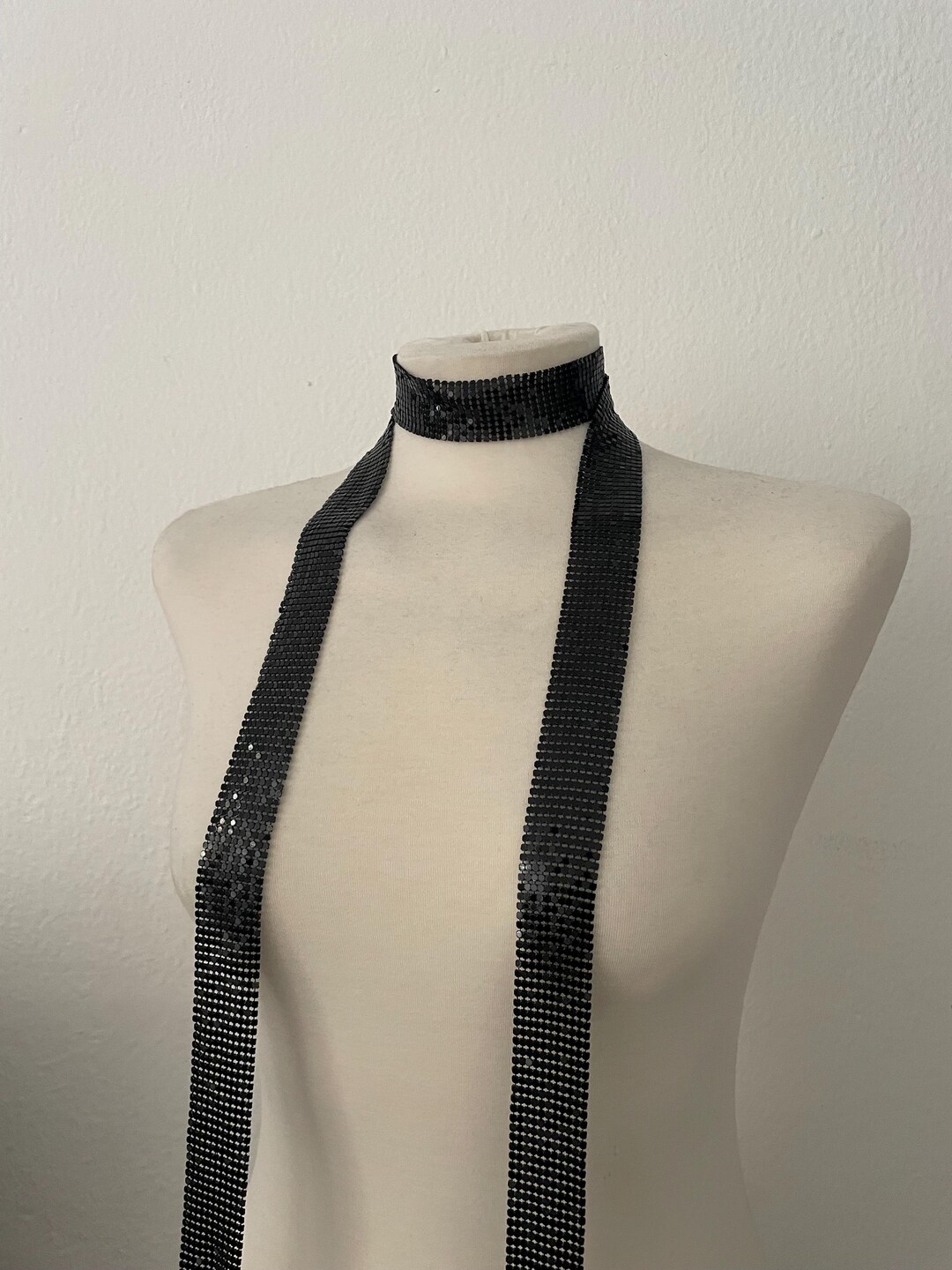 Countess Scarf (black): Chainmail Metal Mesh, Rave Party Sequin ...