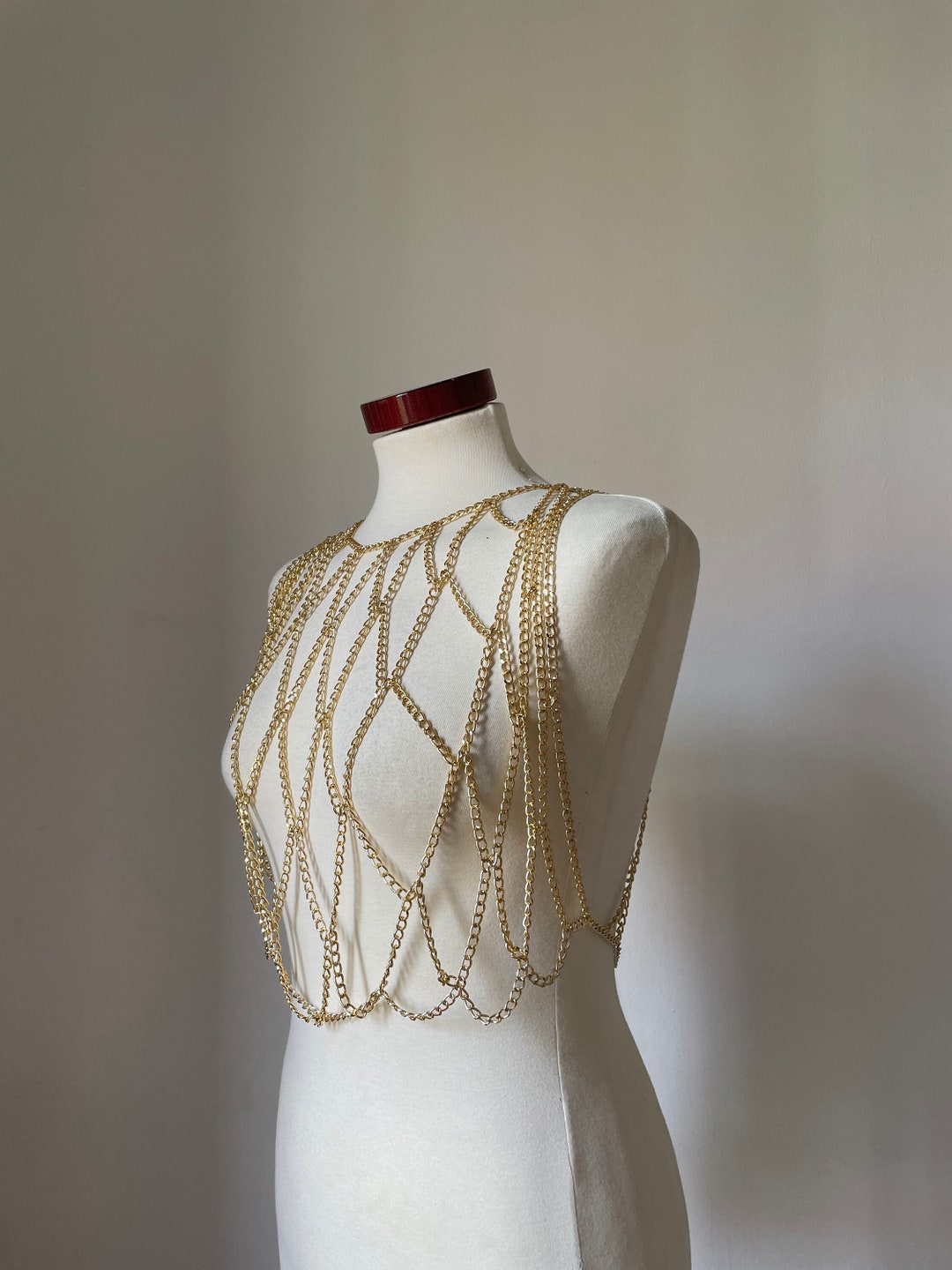 Sapphire Gold Chain Top Halter Neck Handmade Unique Silver Crop Top ...