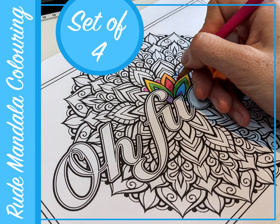 Rude Swear Word Mandala Coloring Pages | Adult Humor (PDF Download) - Etsy