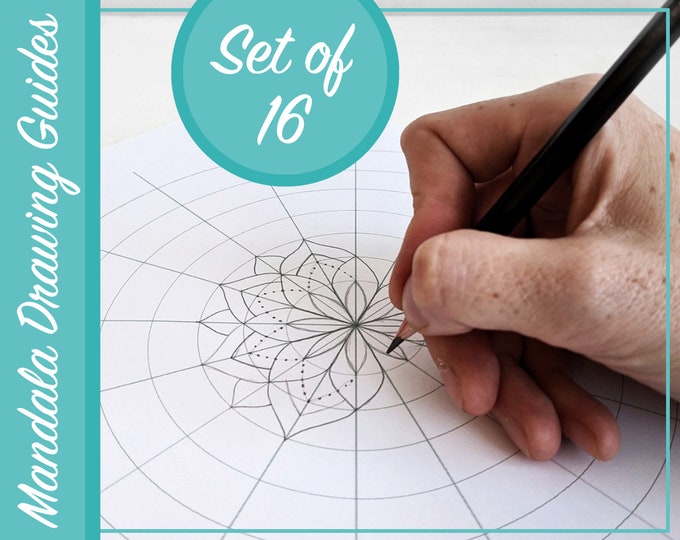 Printable Mandala Drawing Guides PDF Template Tools Kit - Etsy UK