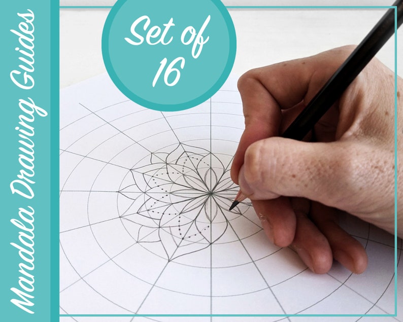 Printable Mandala Drawing Guides - PDF Template Tools Kit Pattern ...