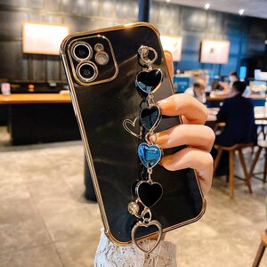 Luxury Heart Metal Bracelet Phone Chain Cute Case for iPhone 14 Pro Max ...