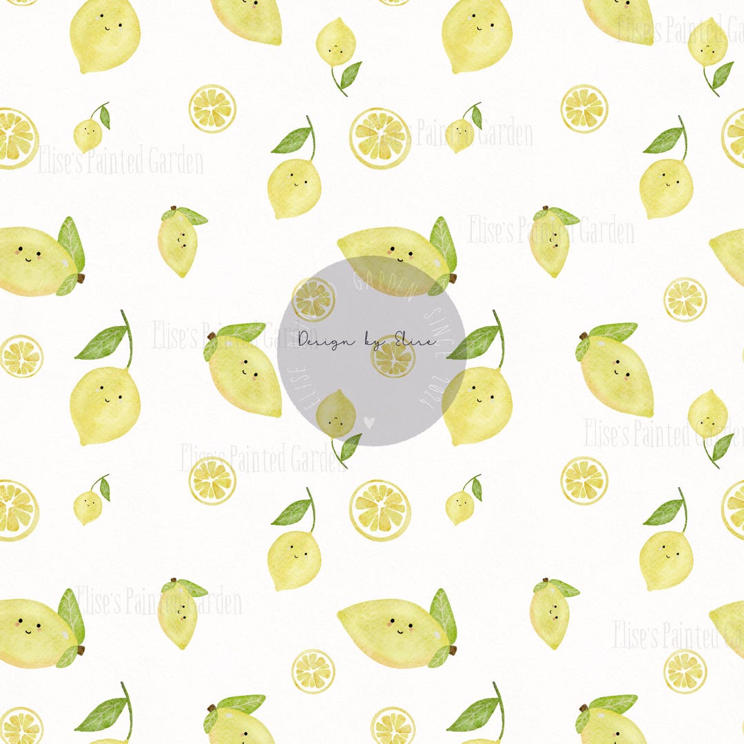 Pastel LEMON Watercolor Seamless Pattern Pastel Digital Background ...