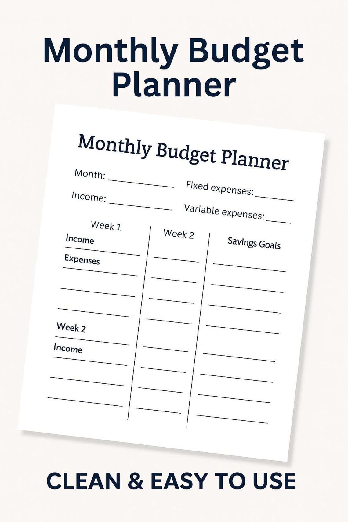 Monthly Budget Planner Printable - Expense Tracker & Financial ...