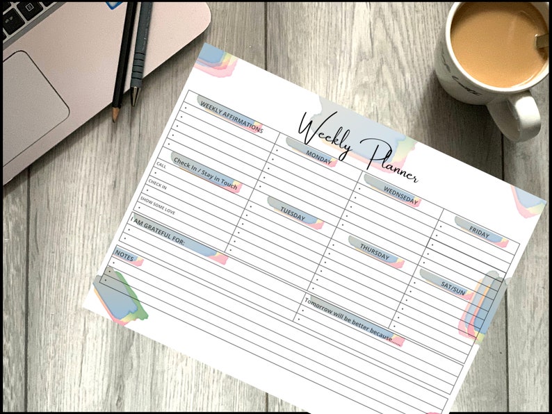 Weekly Planner Printable to Do List. A4 & Letter Printable Planners - Etsy