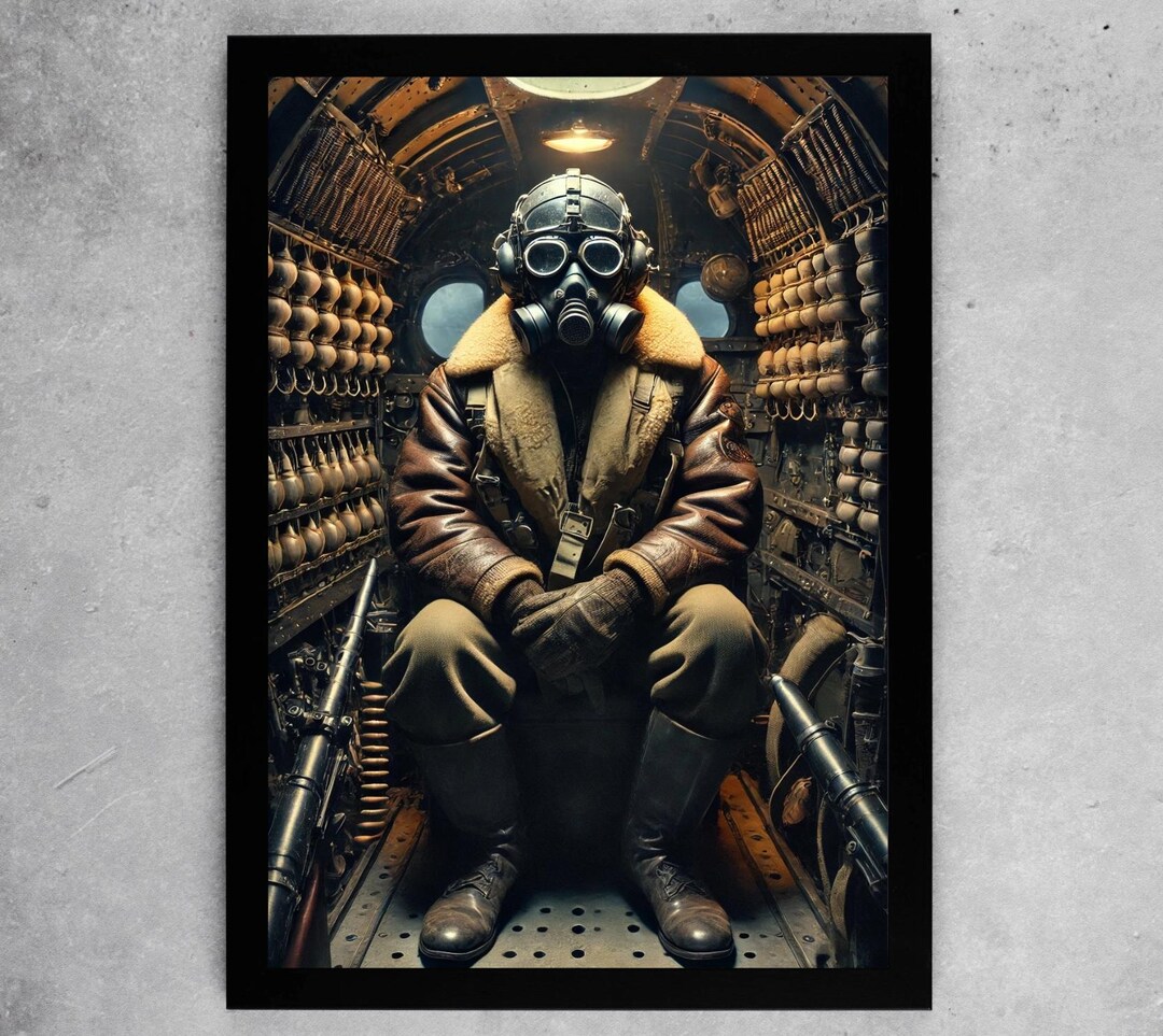 WWII Avro Lancaster Tail Gunner Portrait: Vintage RAF Aviation Art ...