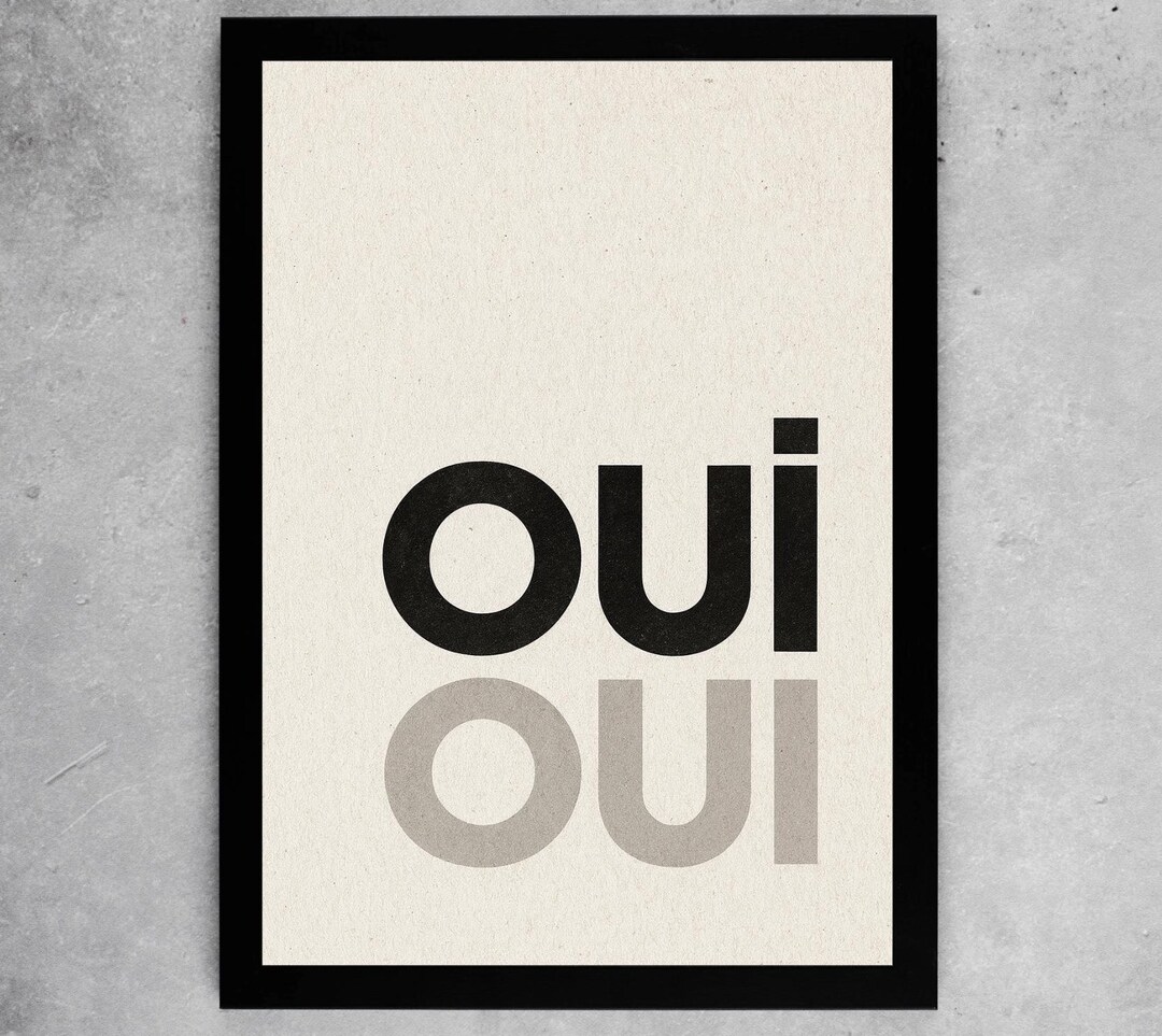 Oui Oui Minimalist Typography French Bathroom Print Poster Canvas ...