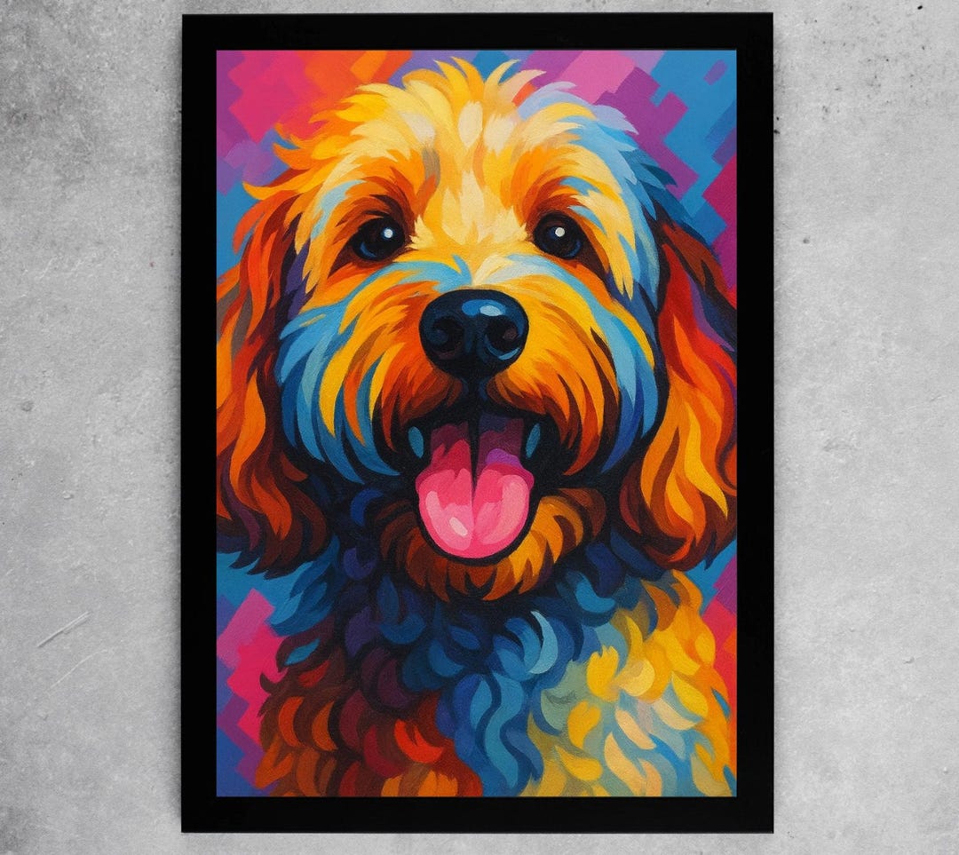 Cockapoo Pop Art Happy Pet Dog Print Poster Canvas Framed Wall Art ...