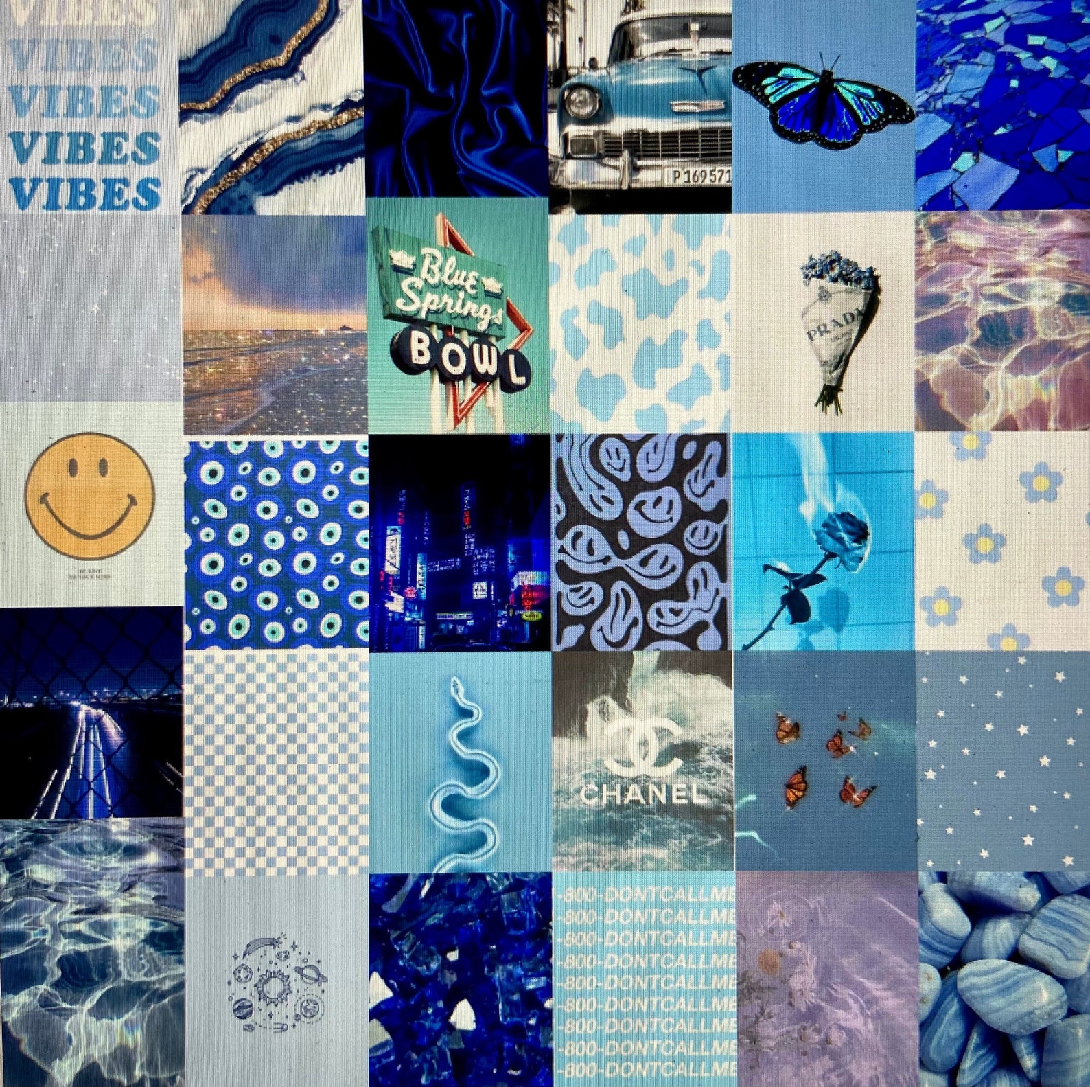 Wall Collage Kit Blue Aesthetic Retro Soft Light Blue Happy Wall Art - Etsy