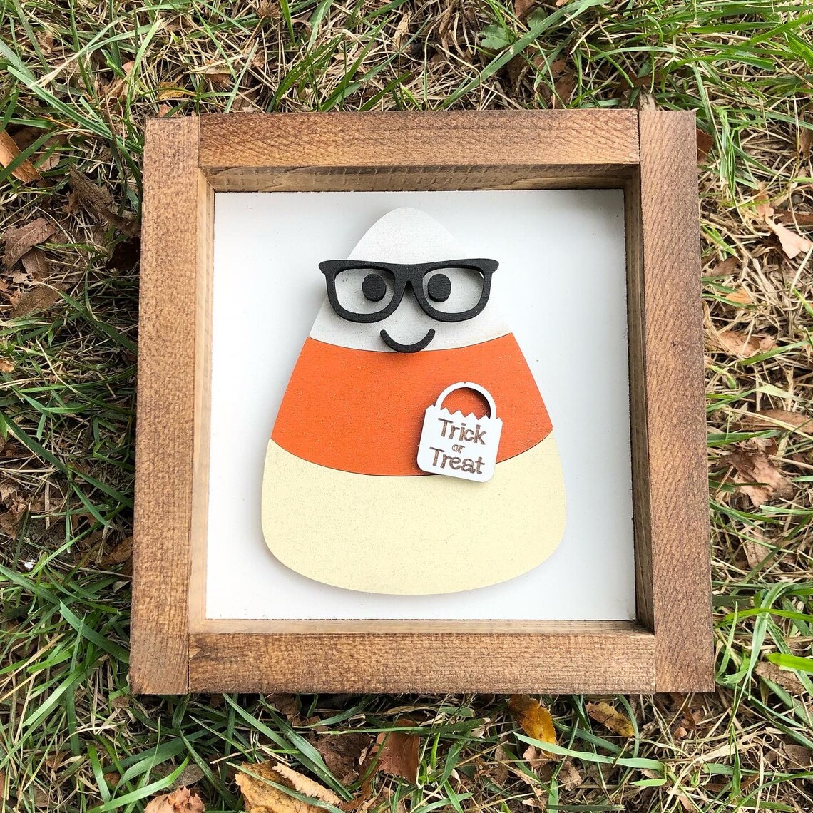 Candy Corn With Glasses Sign, Cute Candy Corn Sign, Trick or Treating ...