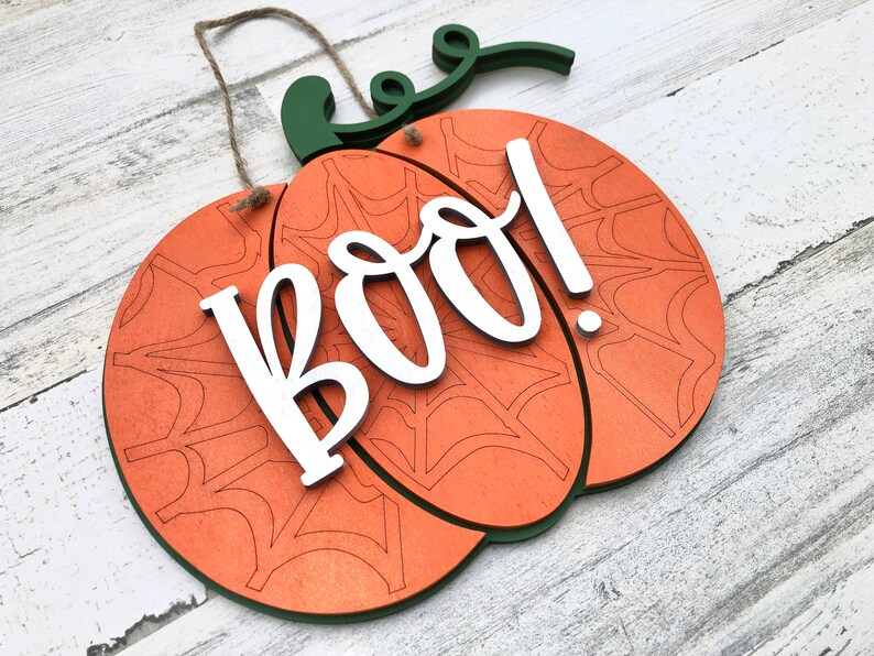 Boo Sign, Boo Pumpkin, Hanging Wood Halloween Sign, Hanging Pumpkin ...