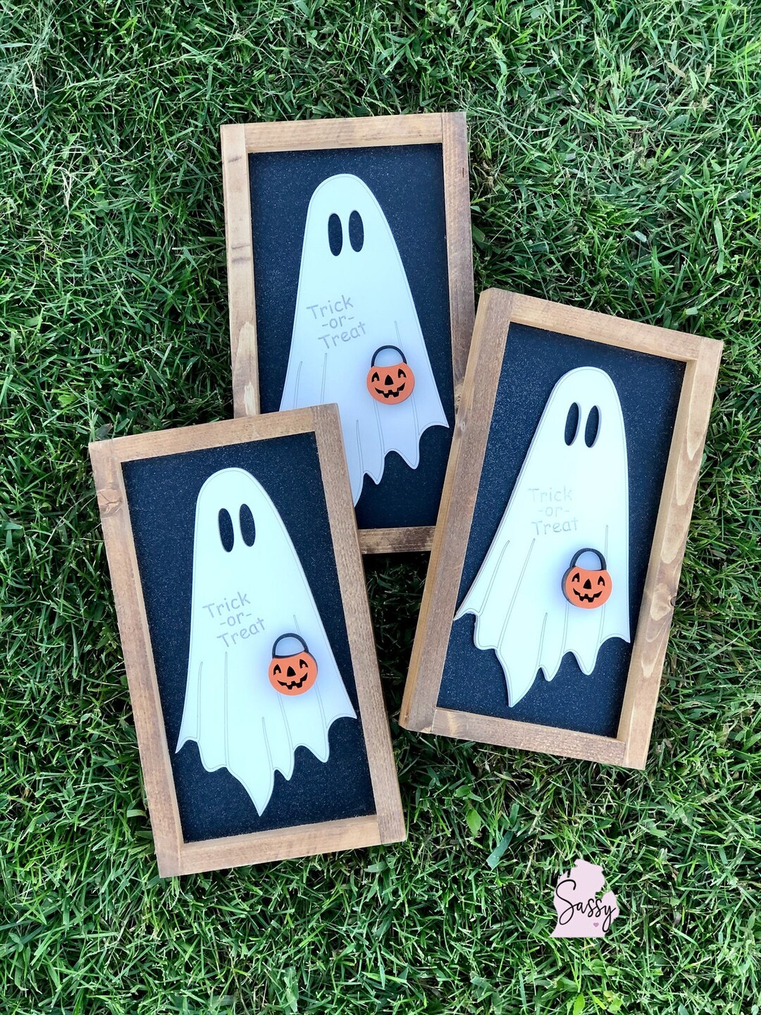 Trick or Treat Ghost Sign, Halloween Ghost Wood Sign, Trick or Treat ...