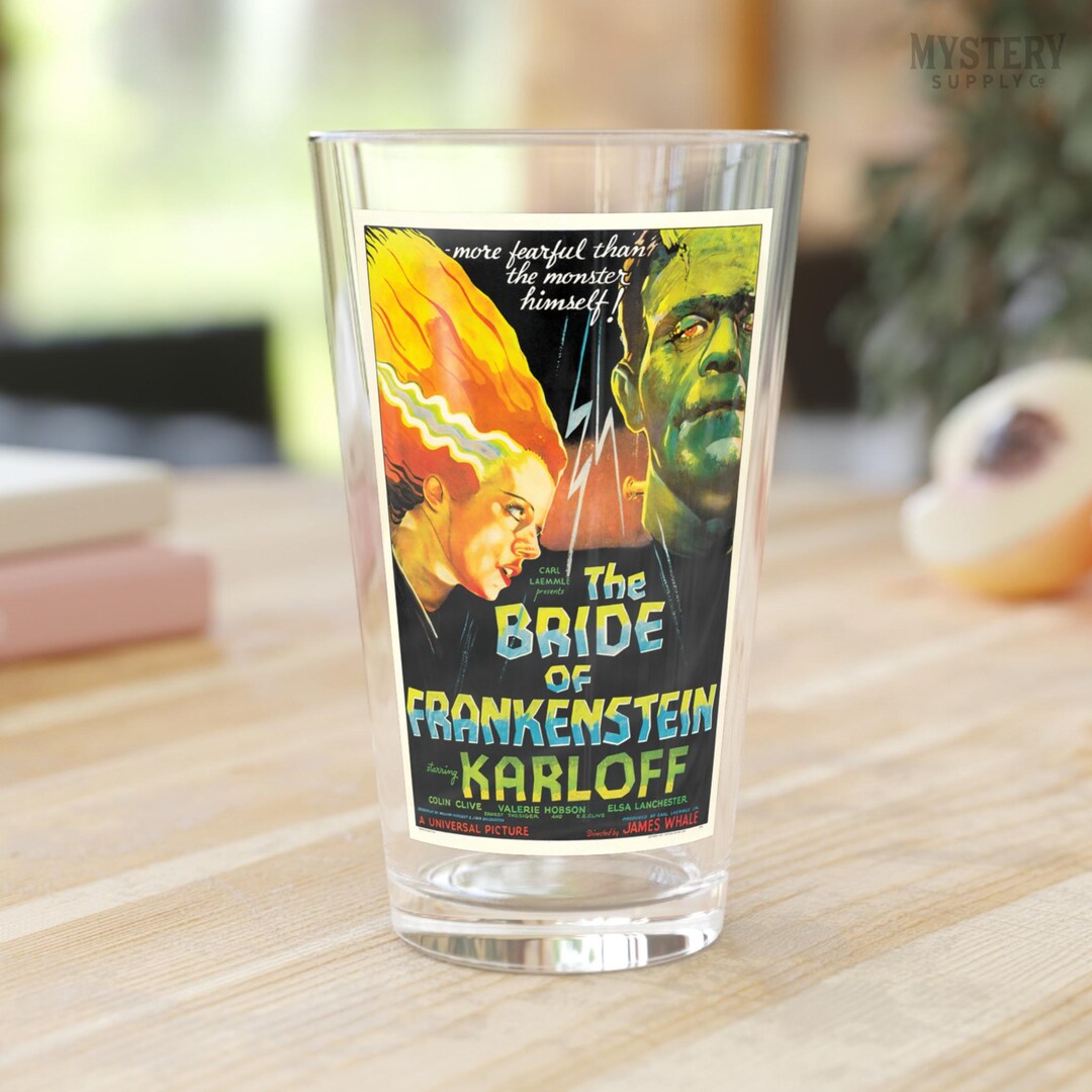 The Bride of Frankenstein 1935 Horror Movie 16oz Pint Glass / Beer ...