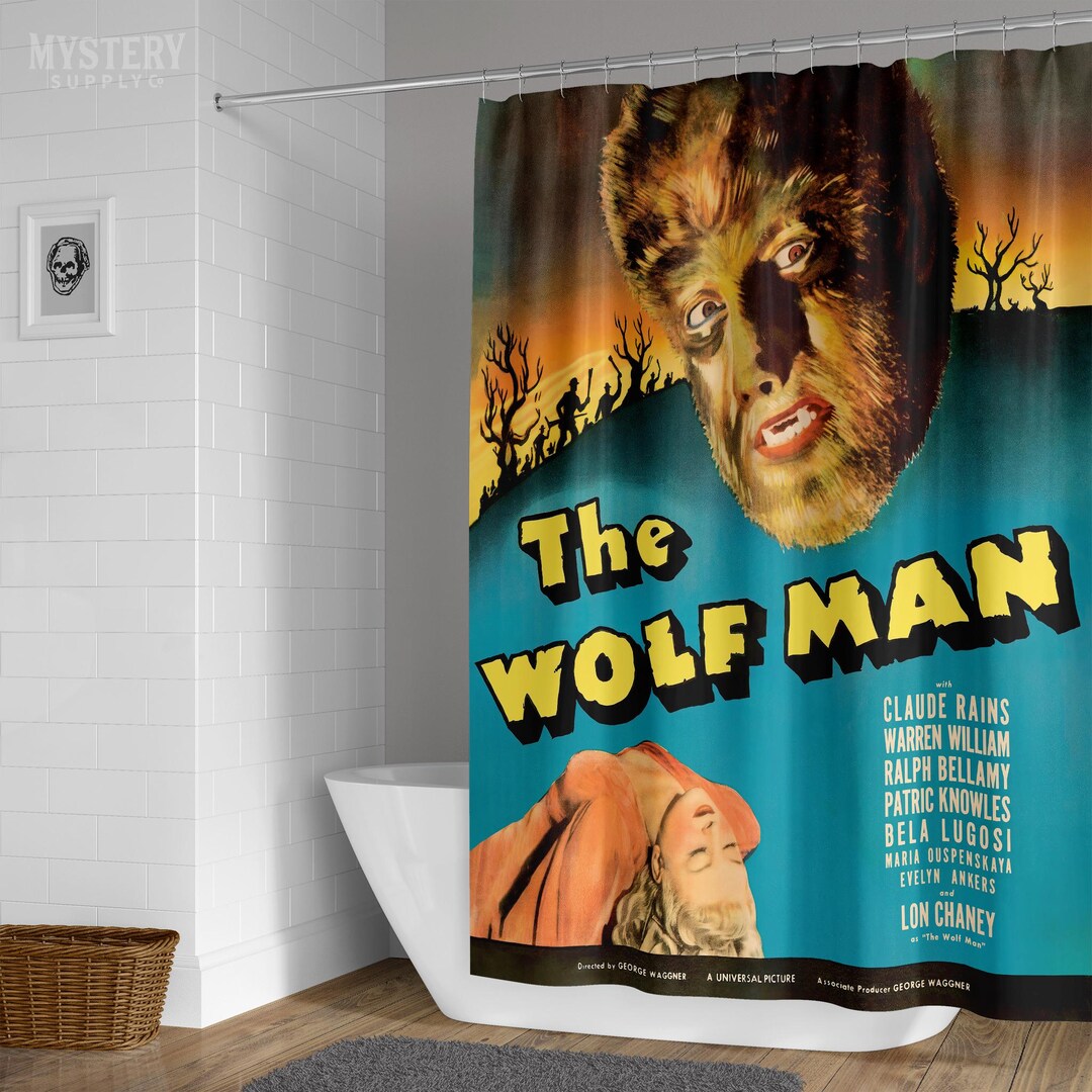 The Wolf Man 1941 Vintage Horror Werewolf Monster Movie Shower Curtain ...